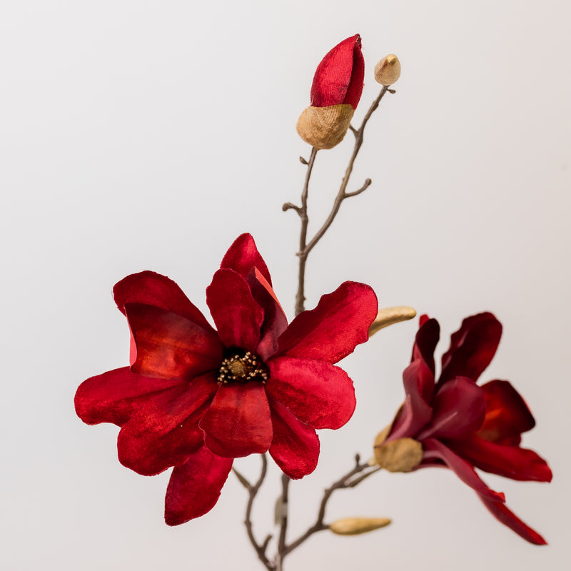 26" Velvet Red Magnolia Spray – Modern Display