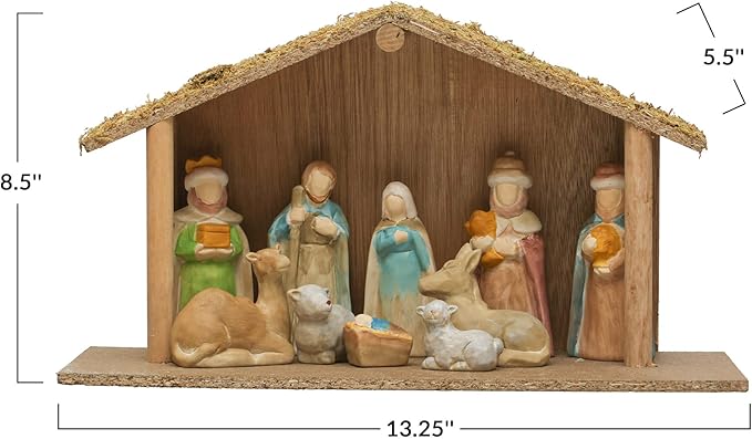 13" Nativity With Creche, Set of 11 – Modern Display