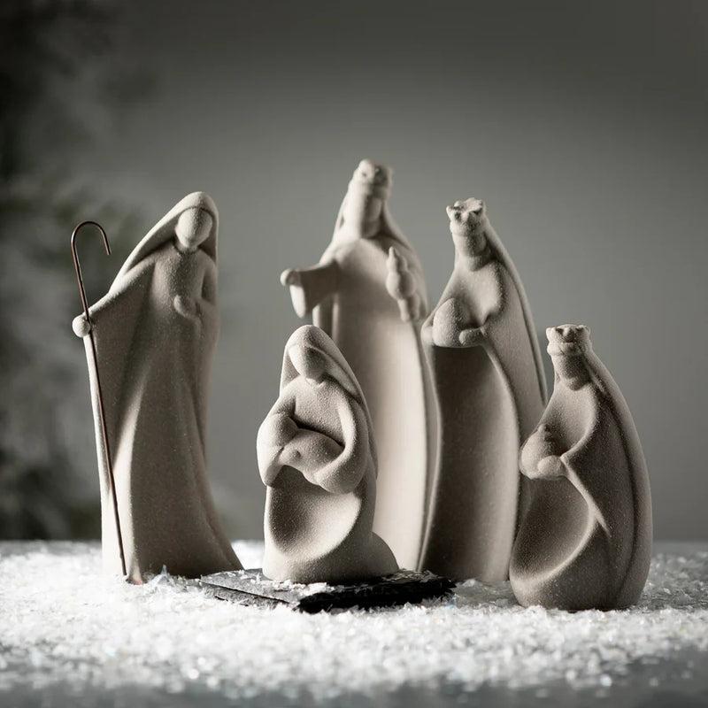 Grey Ceramic Nativity, Set of 5 – Modern Display